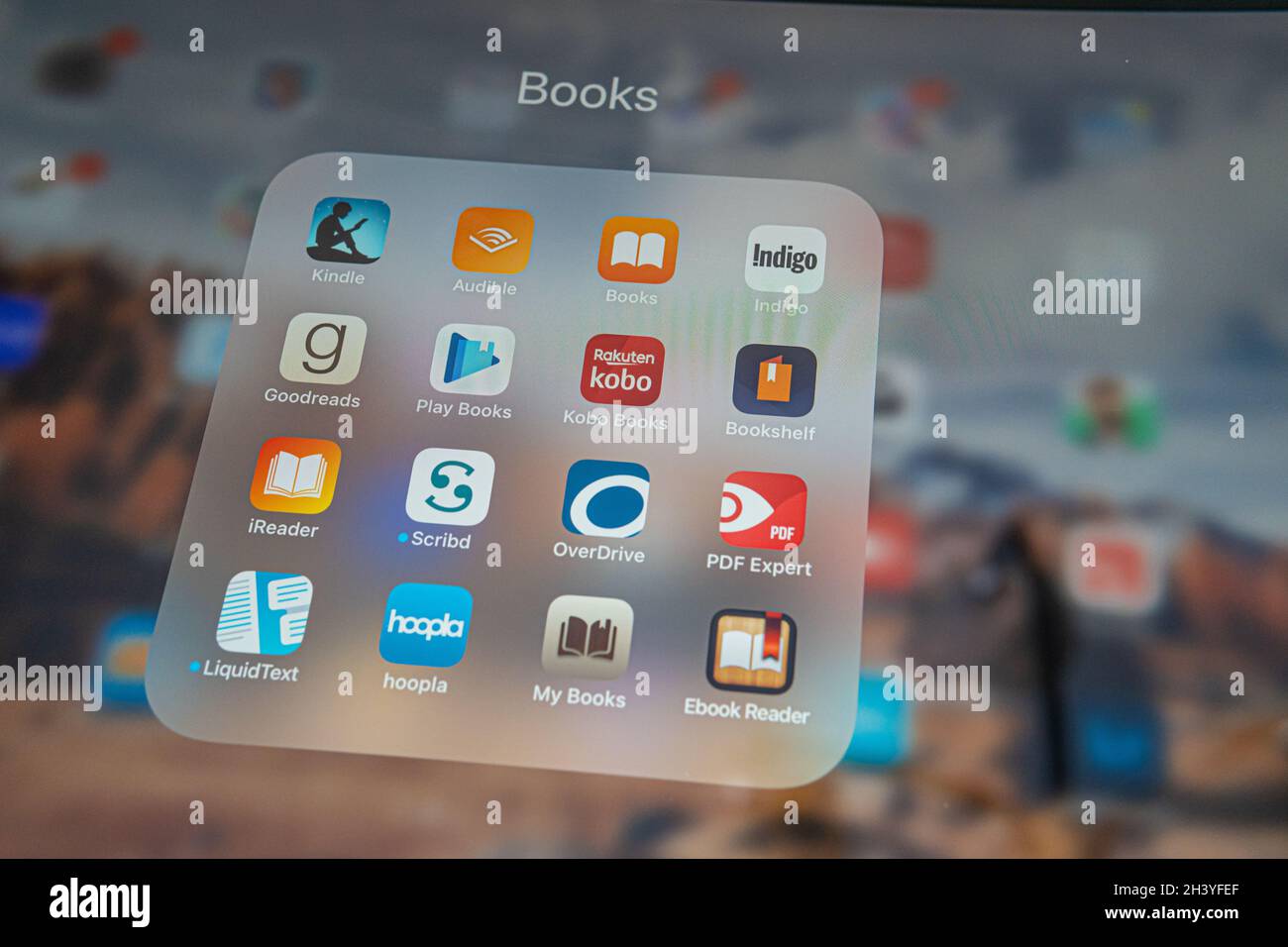 30 October 2021 - Calgary Alberta Canada - Book and reading apps on an ...