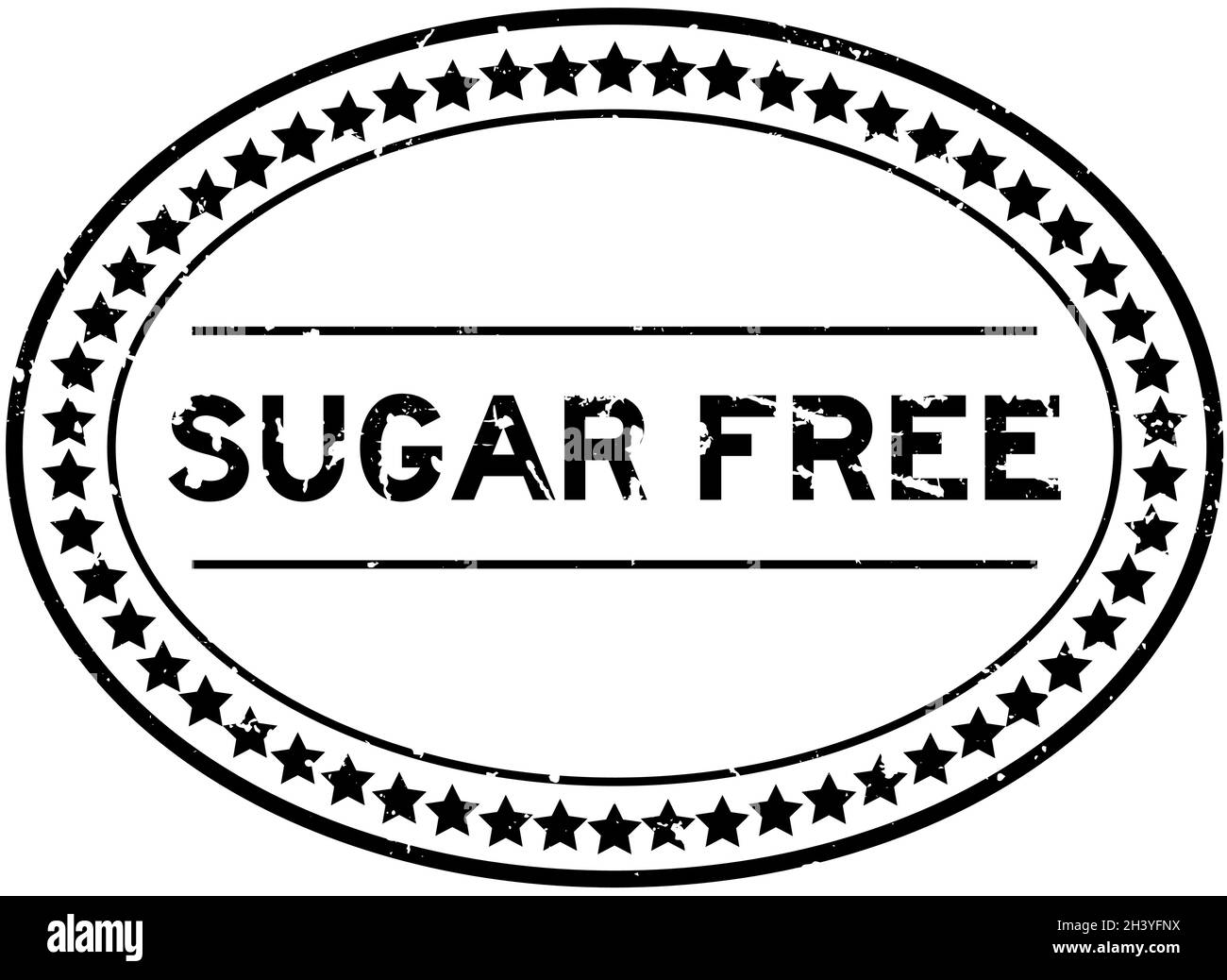 Grunge black sugar free word oval rubber seal stamp on white background ...