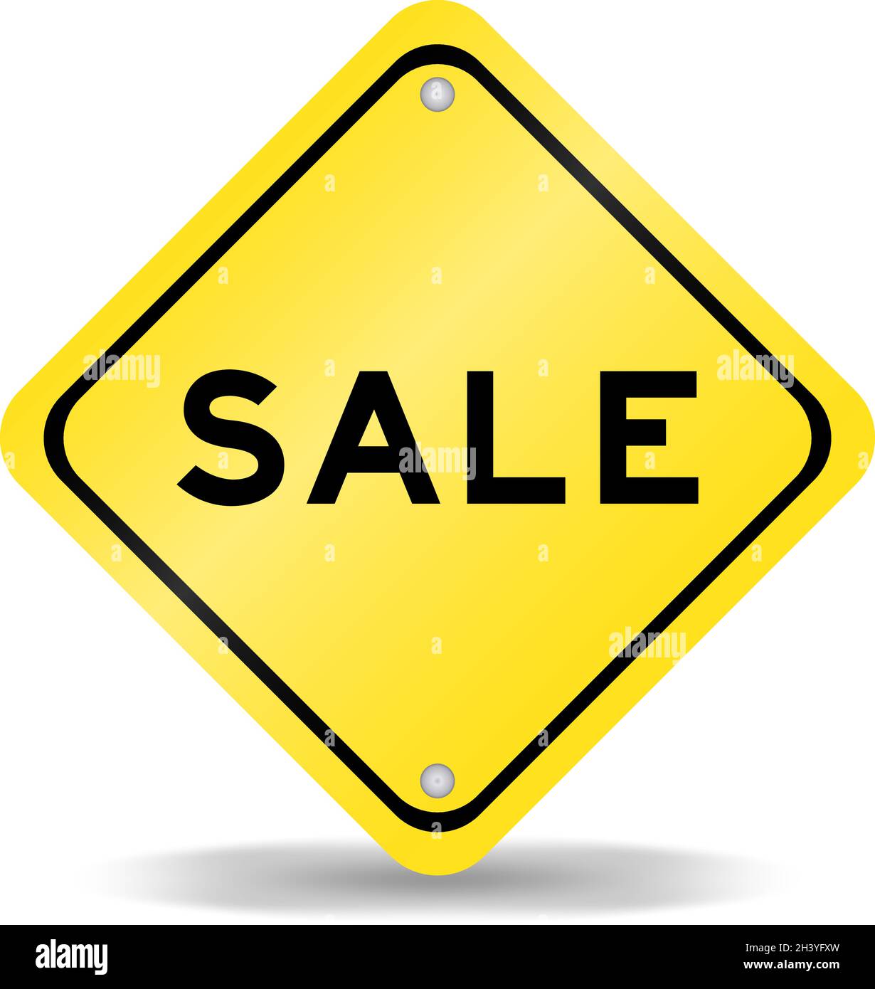 Yellow color transportation sign with word sale on white background ...