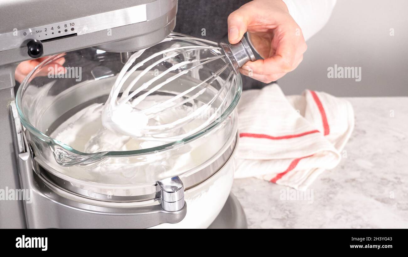 Step by step. Mixing ingredients in kitchen mixer to bake unicorn ...