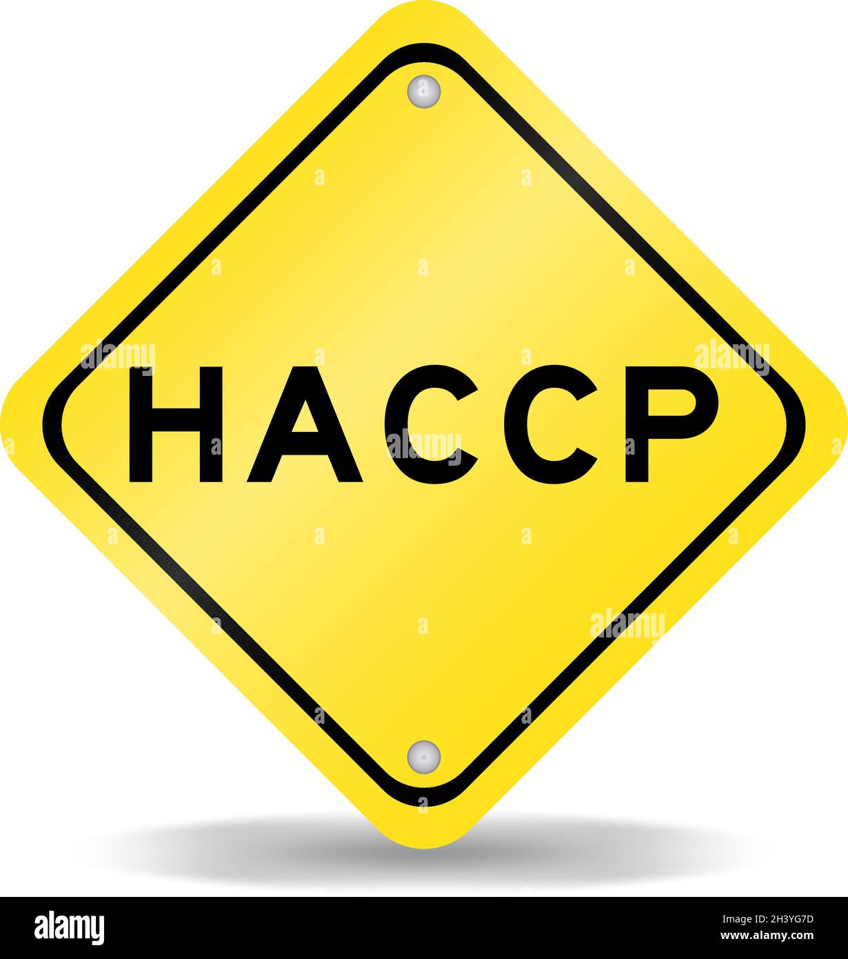 Yellow color transportation sign with word HACCP (Hazard Analysis ...