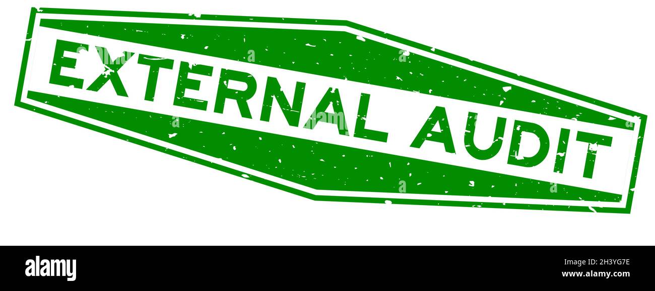 Grunge green external audit word hexagon rubber seal stamp on white background Stock Vector ...