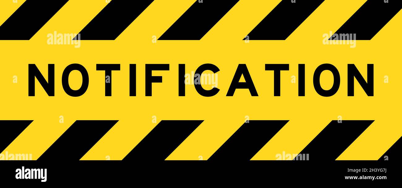 Yellow and black color with line striped label banner with word ...