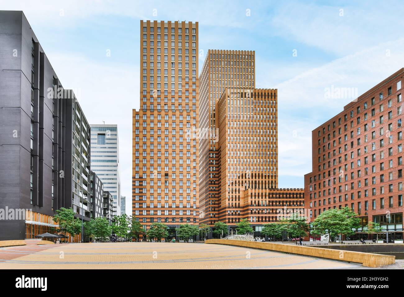 Tall brick and glass high-rise buildings design Stock Photo - Alamy