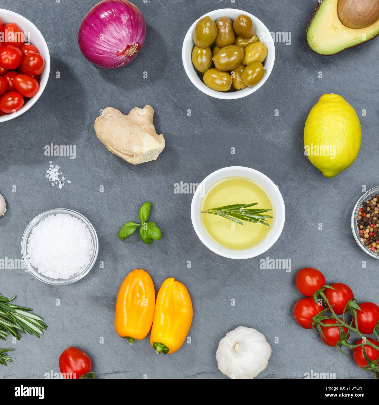 Healthy vegan diet vegan healthy background bio clean eating food slate ...