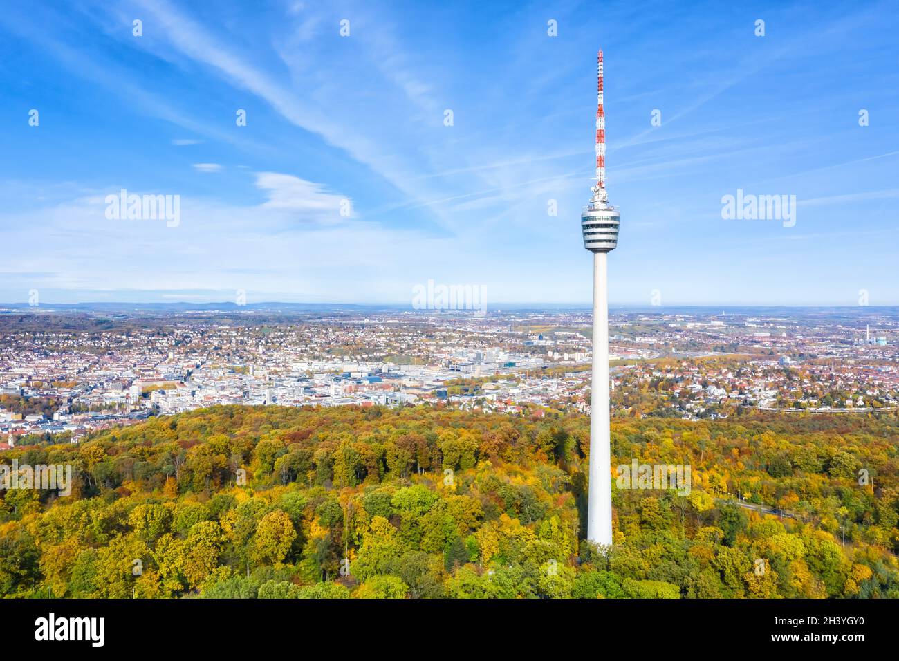 Stuttgart television tower Stuttgart tower skyline aerial view city ...