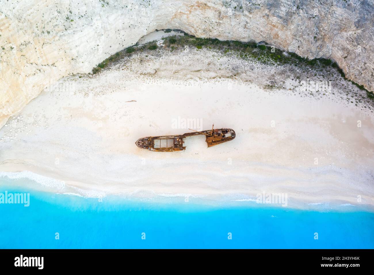Travel travel Zakynthos island Greece beach shipwreck text free space ...