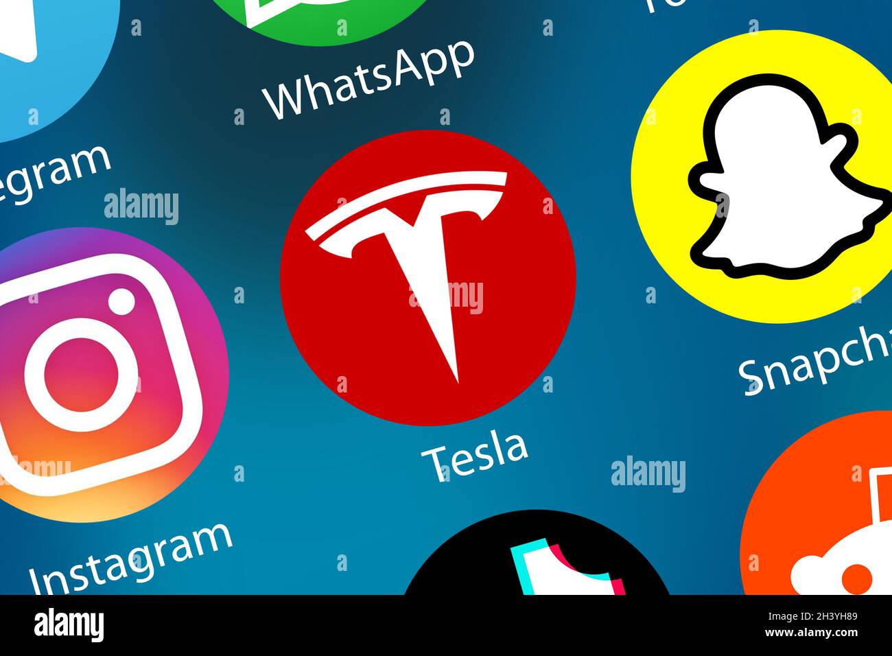 Tesla App Logo Icon in Internet Background Stock Photo - Alamy