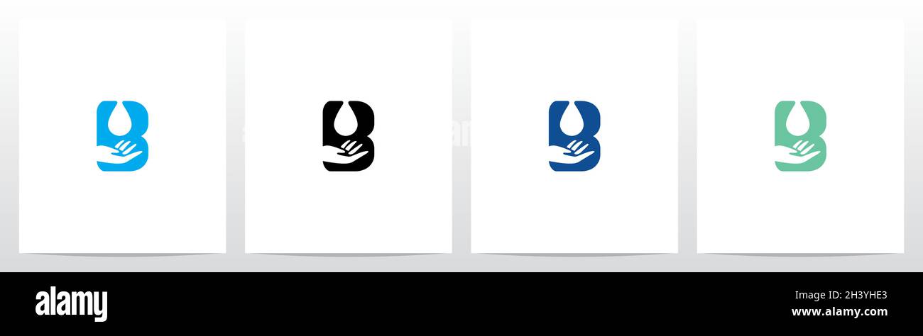 Water Drop And Hand On Letter Logo Design B Stock Vector Image & Art ...