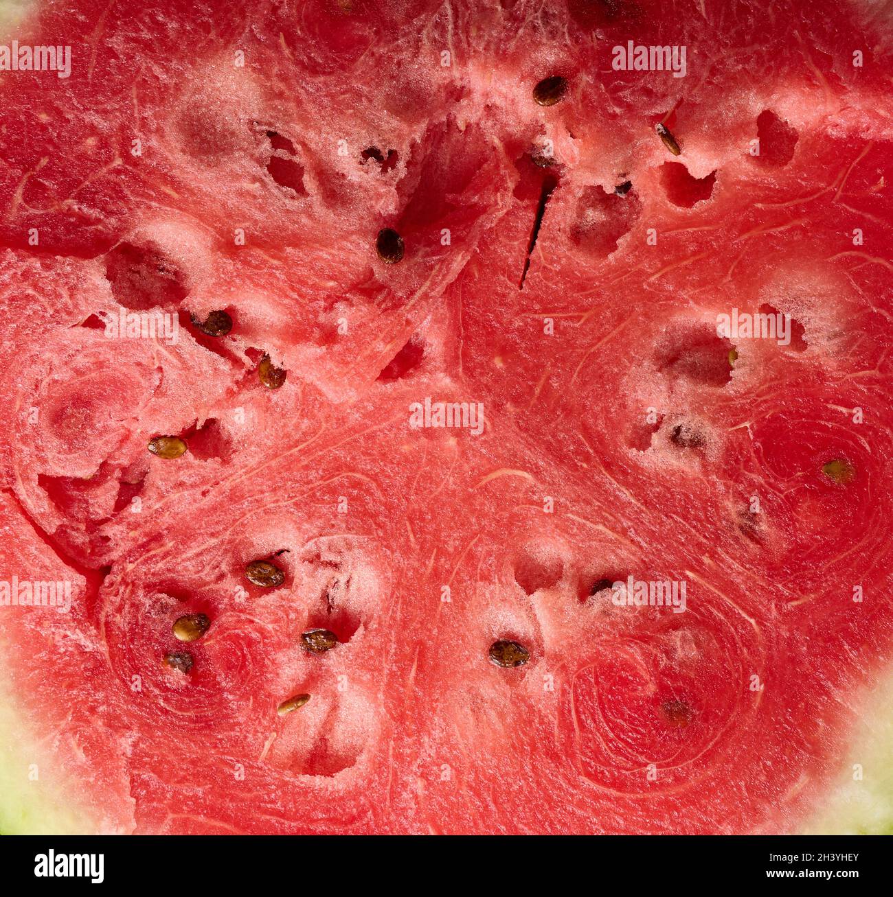 Texture of ripe red watermelon with brown seeds, full frame Stock Photo ...