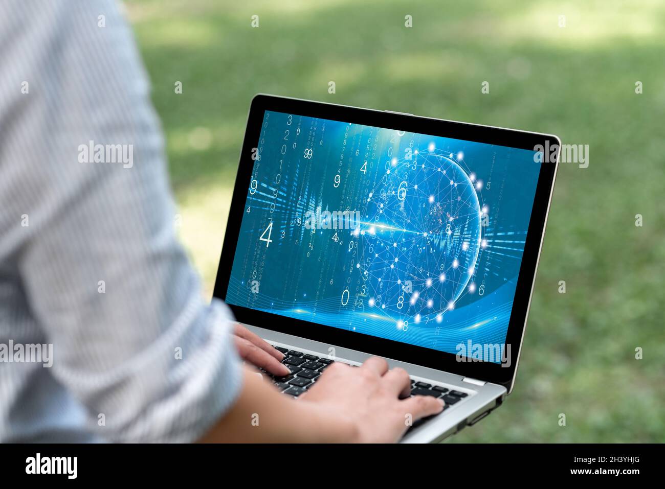 Girl alone with laptop hi-res stock photography and images - Alamy