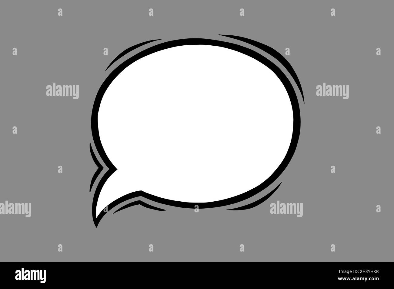 Round speech bubble in comic style. Oval speech bubble isolated in grey ...
