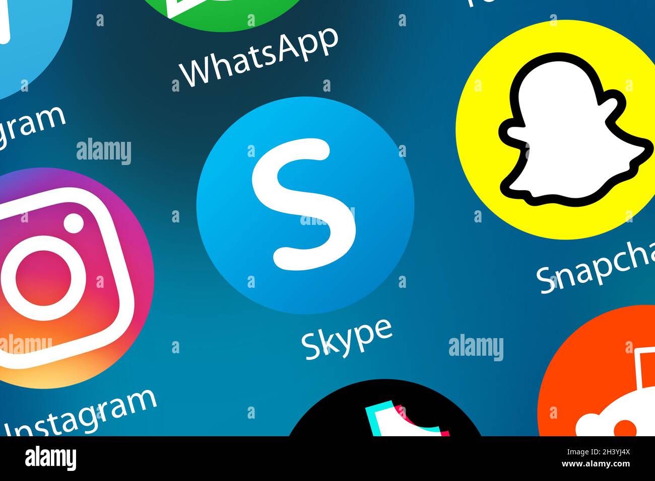 Skype logo video telephony icon in internet background Stock Photo - Alamy