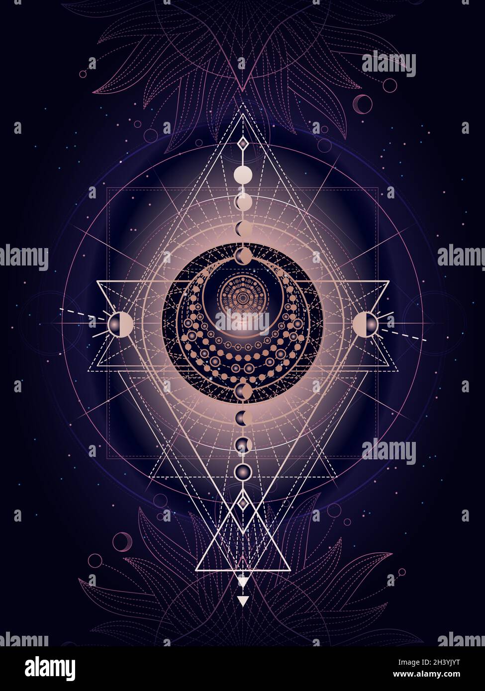 Vector illustration of Sacred geometry symbol on abstract background ...