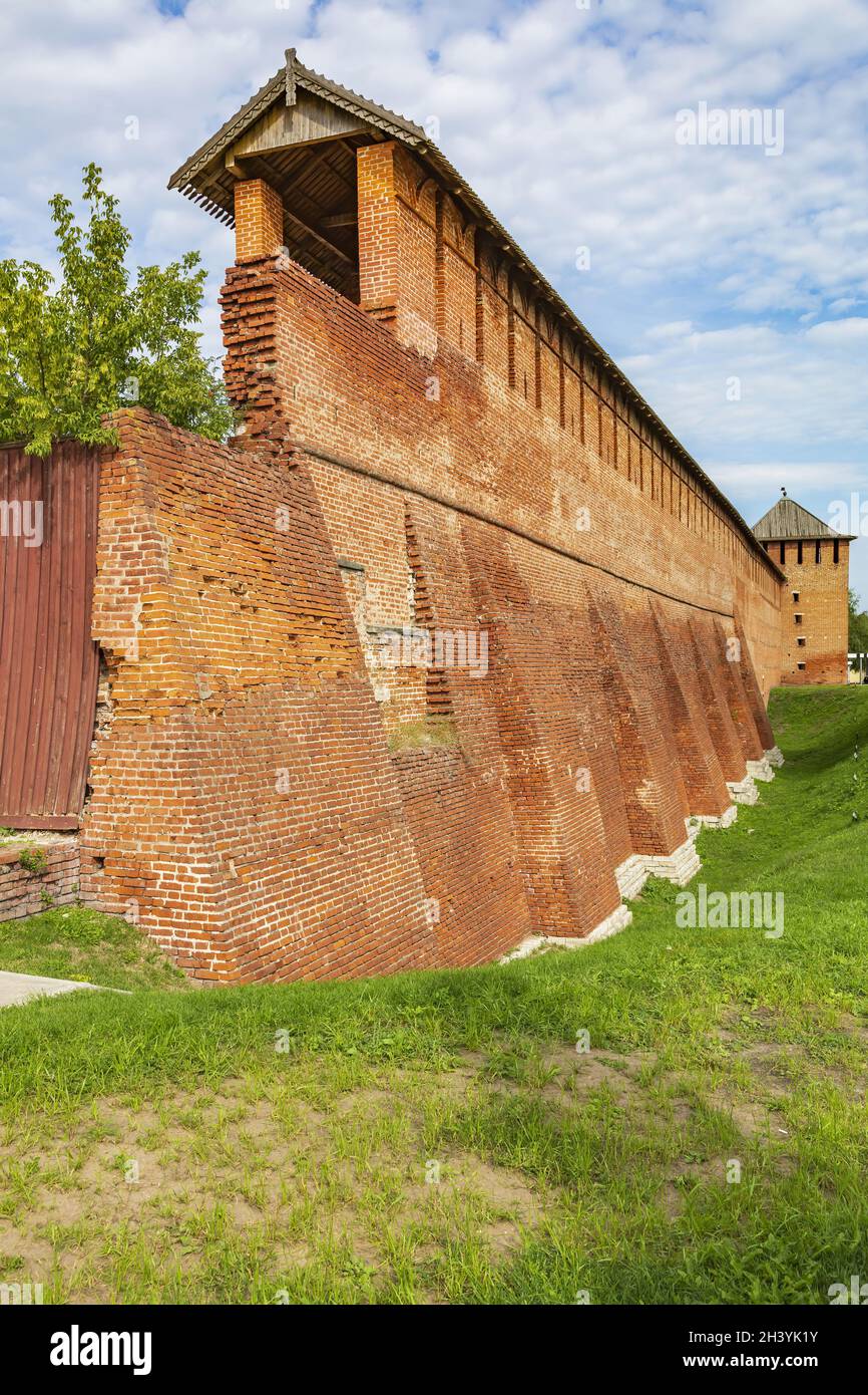 Part of the brick wall of the ancient Kremlin. Kolomna, Russia Stock ...