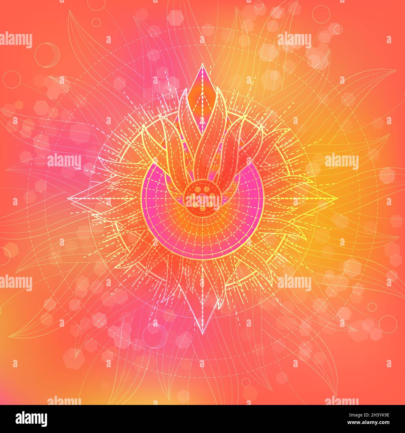 Vector illustration of Sacred geometry symbol on abstract background ...