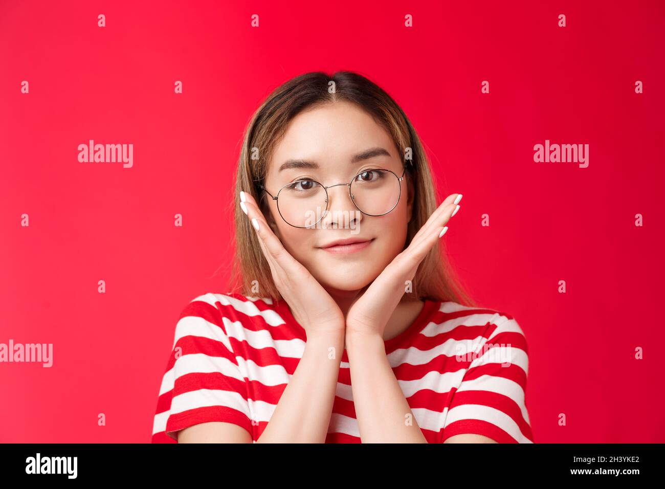 Close-up tender cute asian teenage girl finally got rid pimples skin ... Close-up tender cute asian teenage girl finally got rid pimples skin ...