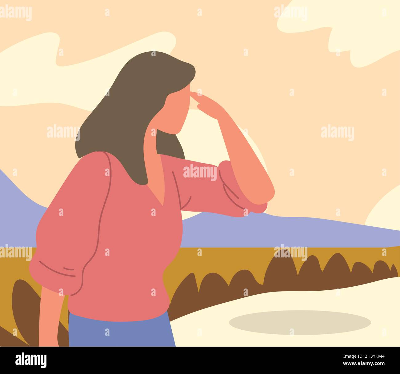 woman watching a distance Stock Vector Image & Art - Alamy