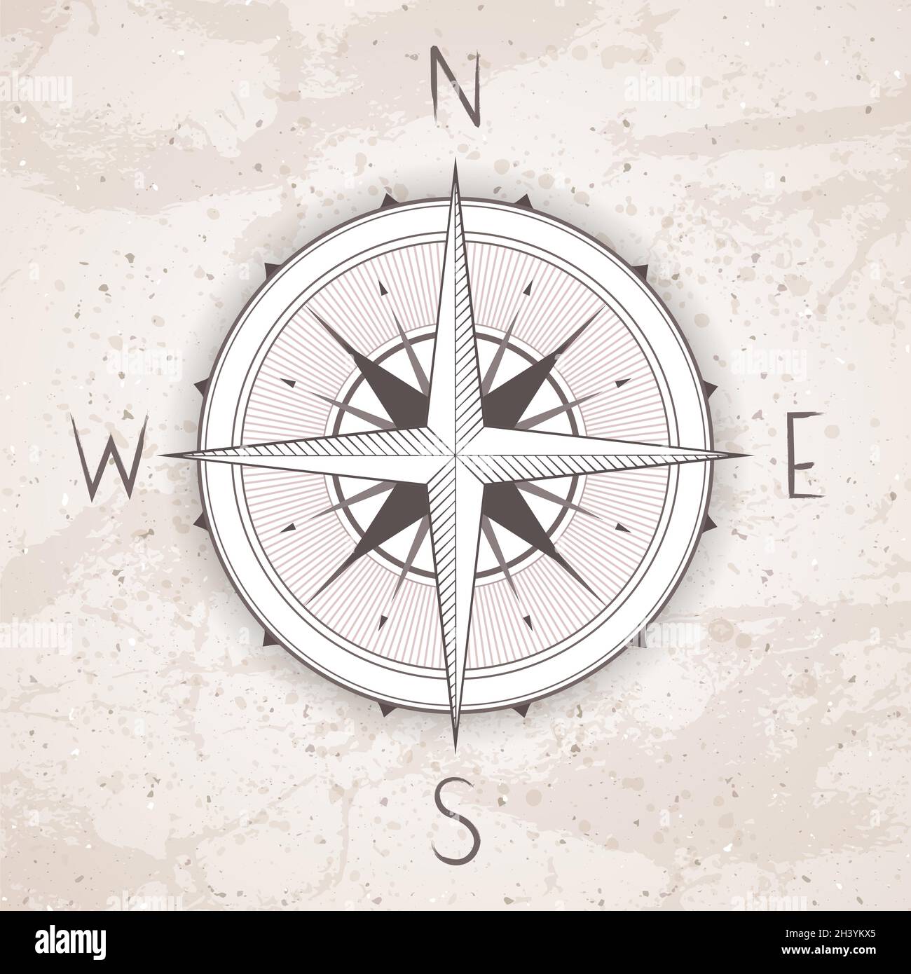 Vector illustration with a vintage compass or wind rose on grunge ...