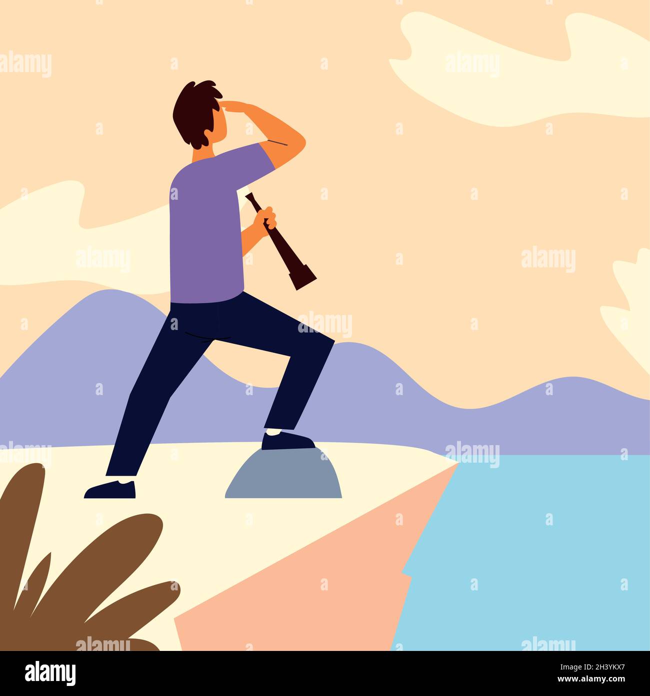man holding a telescope Stock Vector Image & Art - Alamy