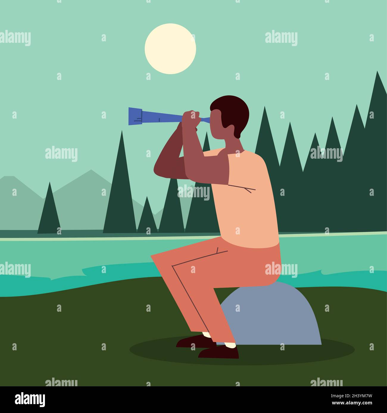 Serious young man outdoors Stock Vector Images - Alamy