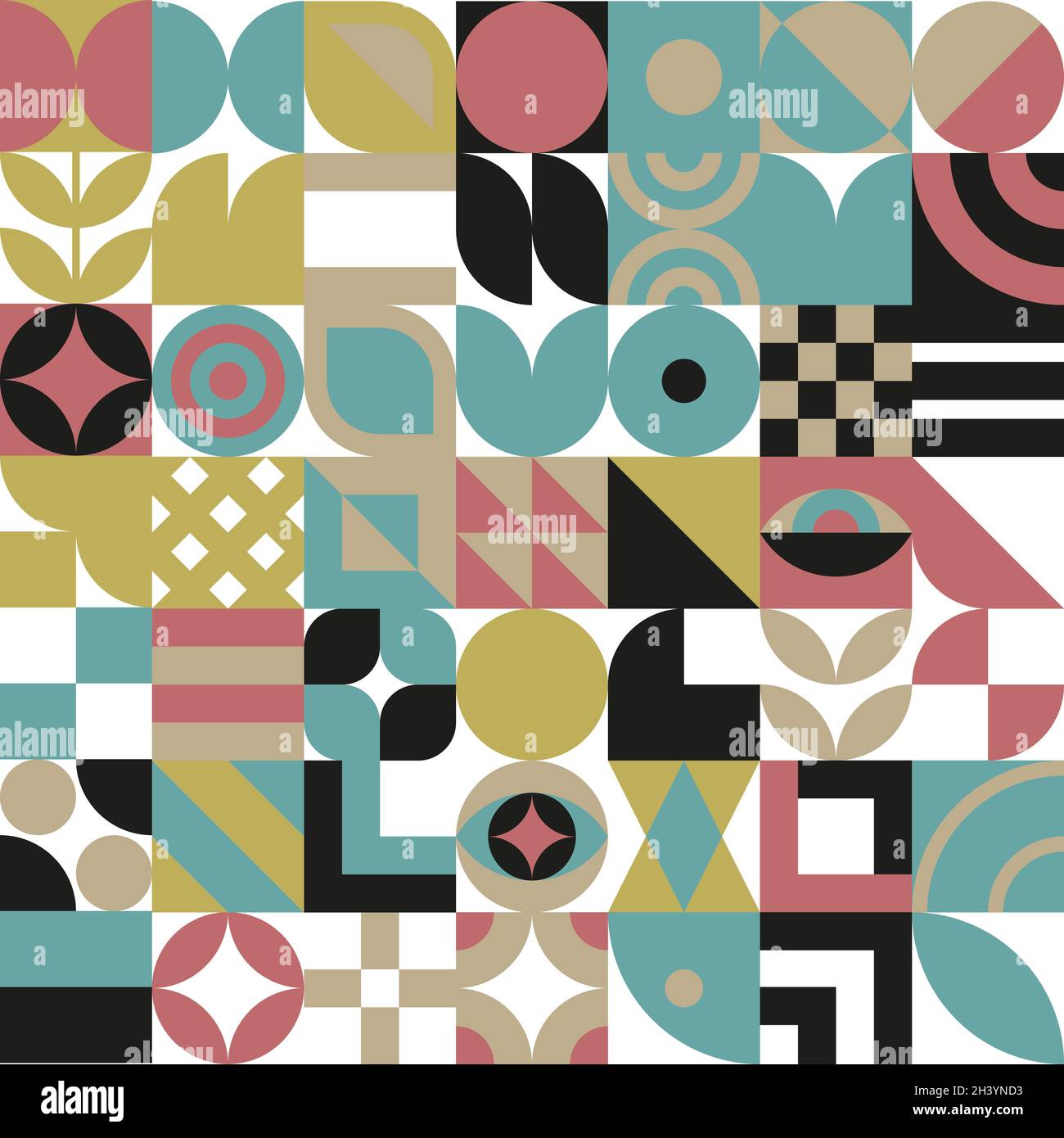 Bauhaus geometric design with eyes elements. Primitive modern shapes ...
