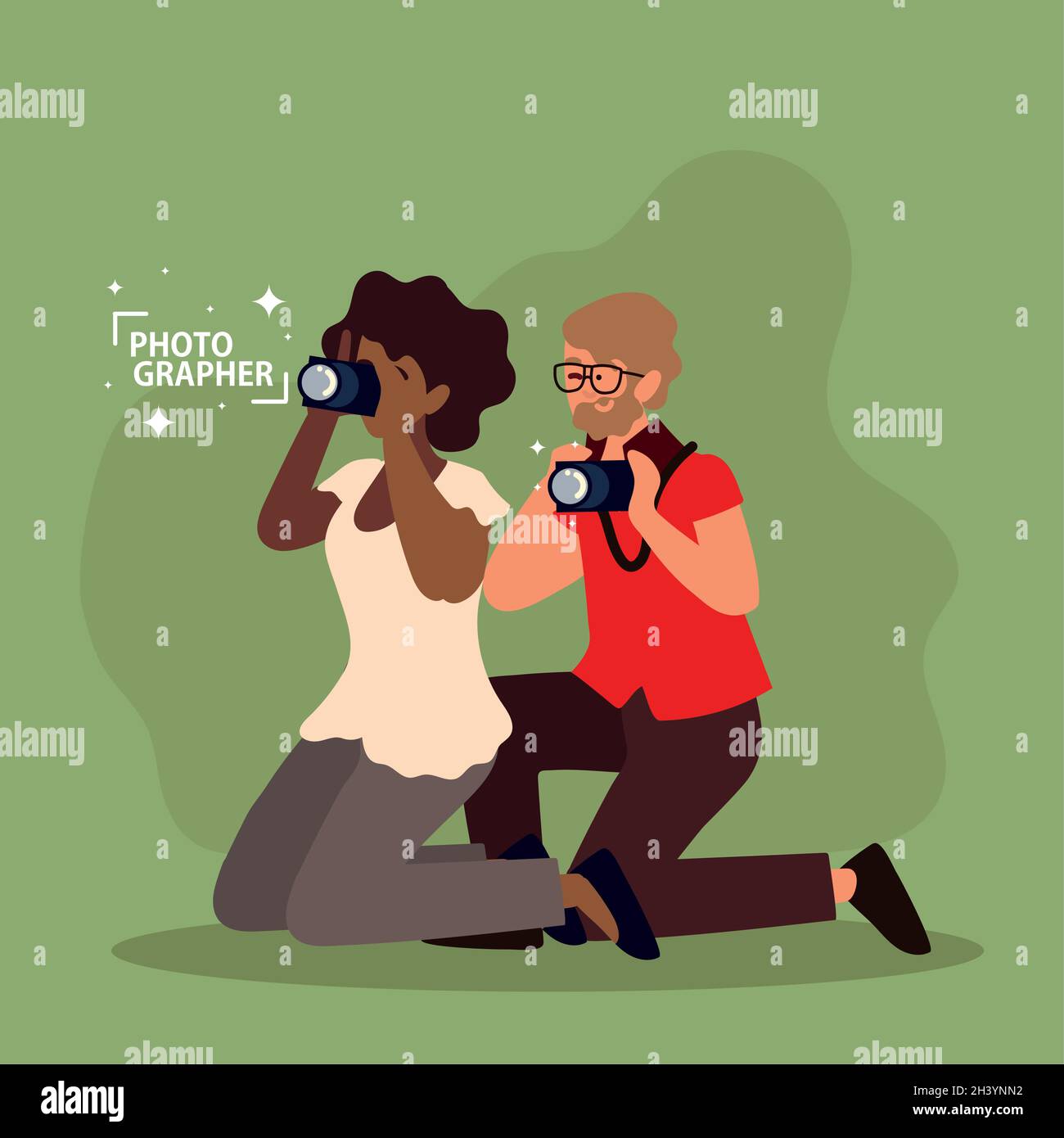 Man taking a photograph of the photographer Stock Vector Images - Alamy