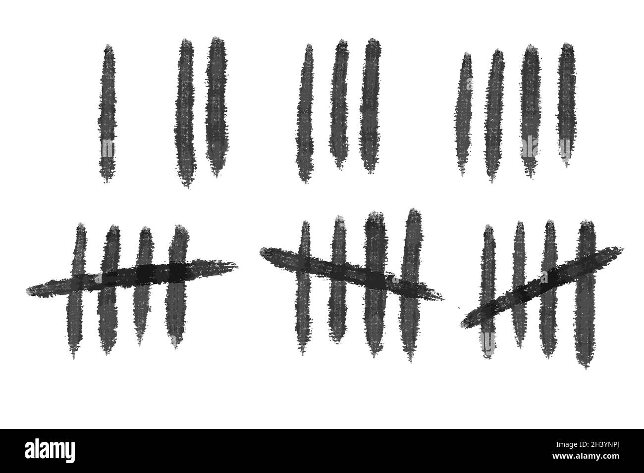 Tally mark number lines on the wall. Hand drawn sticks for counting ...
