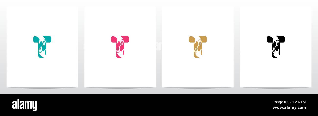 Two Hands On Letter Logo Design T Stock Vector Image & Art - Alamy