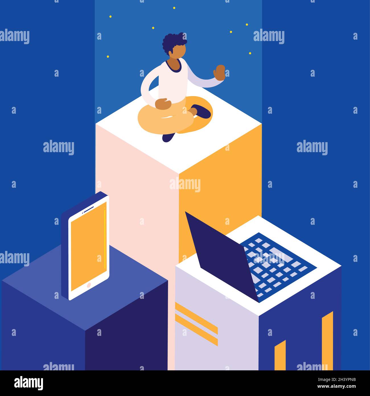 man with devices digital Stock Vector Image & Art - Alamy