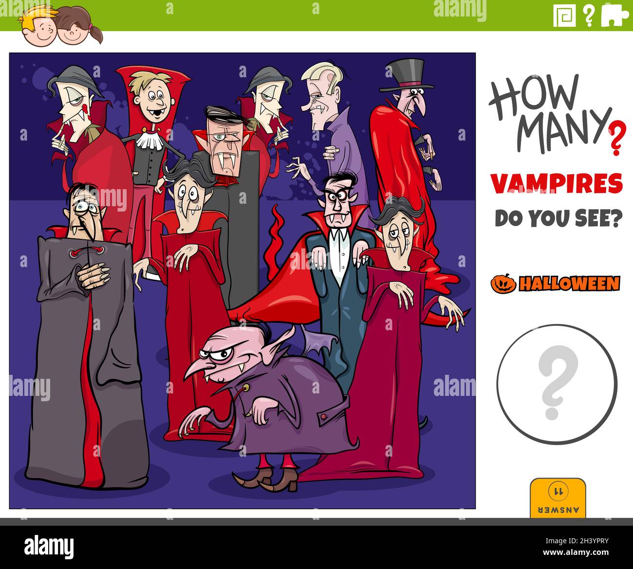 How many cartoon vampires educational game for kids Stock Photo - Alamy