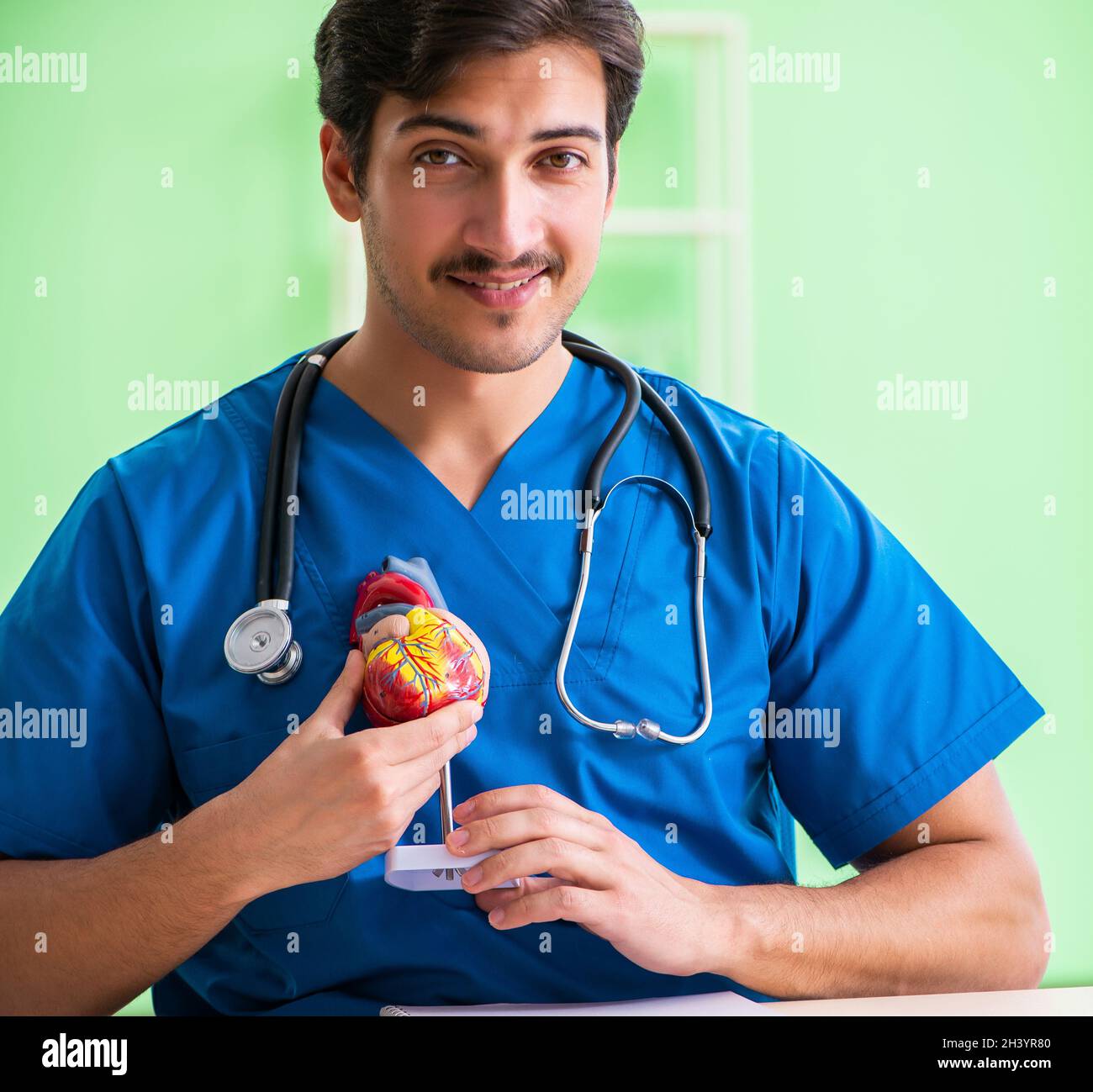 Doctor student explaining heart problems Stock Photo - Alamy