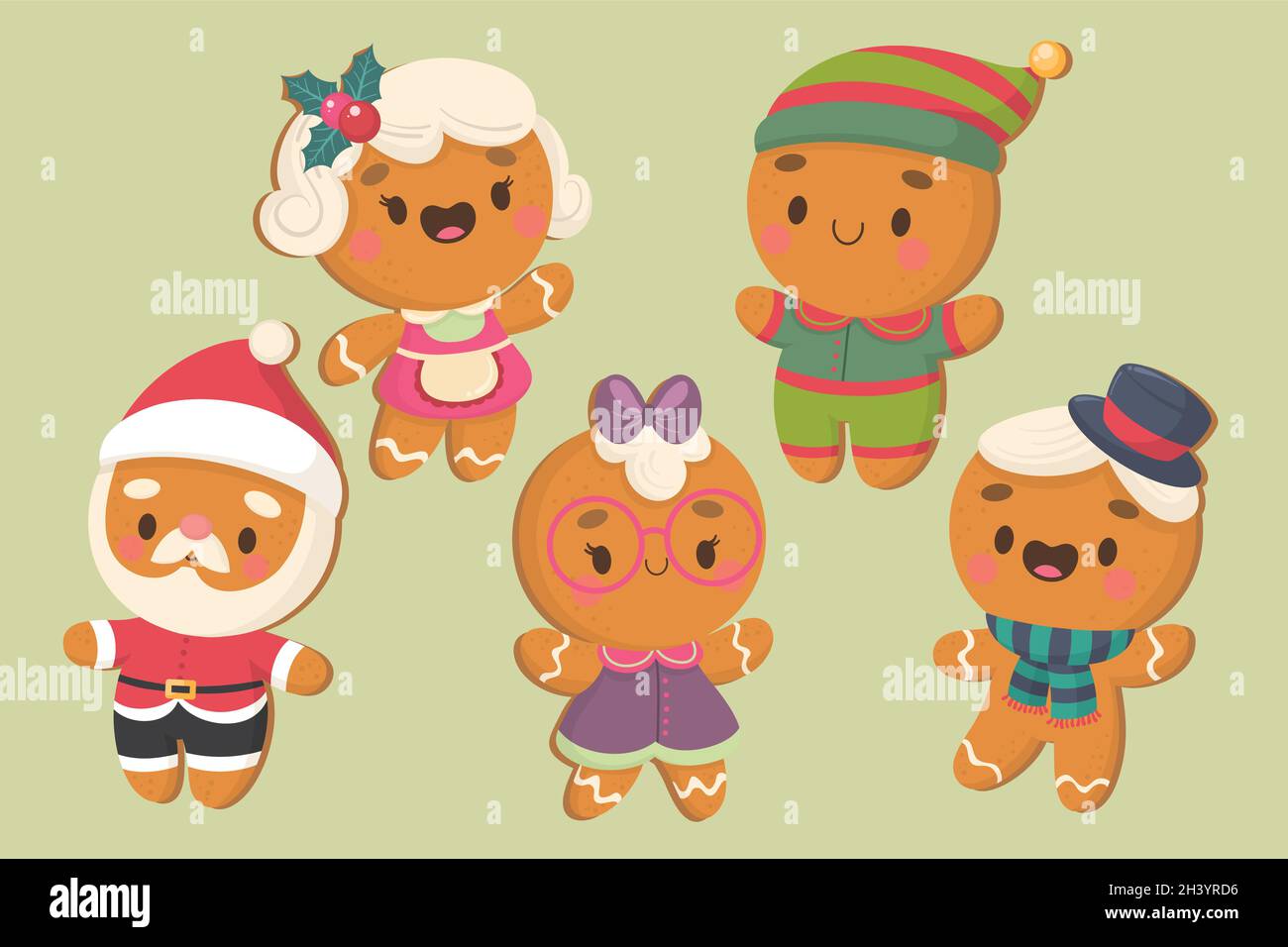 hand drawn gingerbread man cookie collection vector design illustration ...