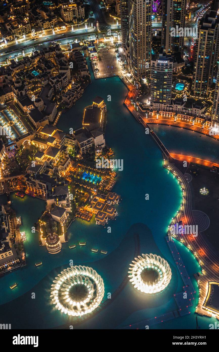 Dubai night view seen from the observation deck of Burj Khalifa Stock Photo - Alamy