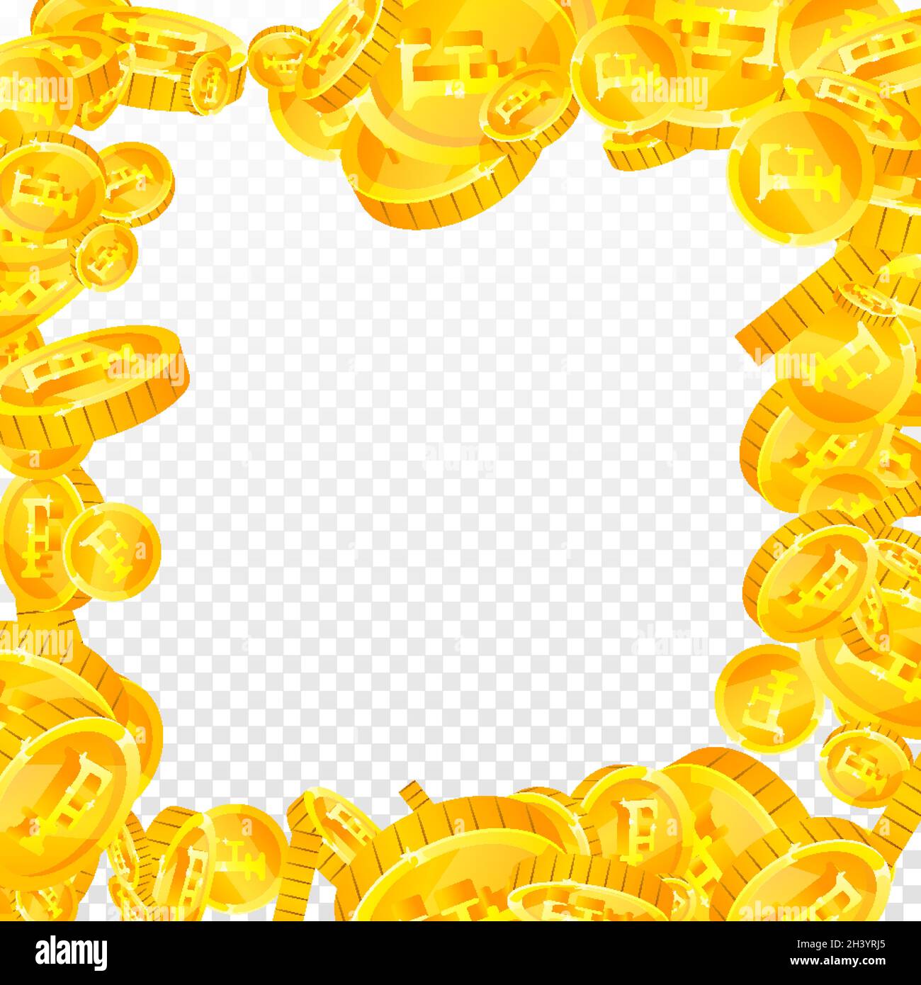Swiss franc coins falling. Emotional scattered CHF coins. Switzerland ...