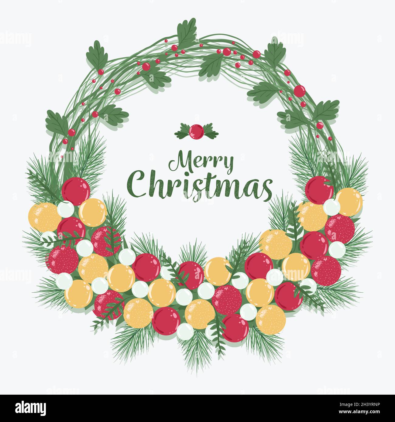 merry christmas wreath vector design illustration Stock Vector Image ...