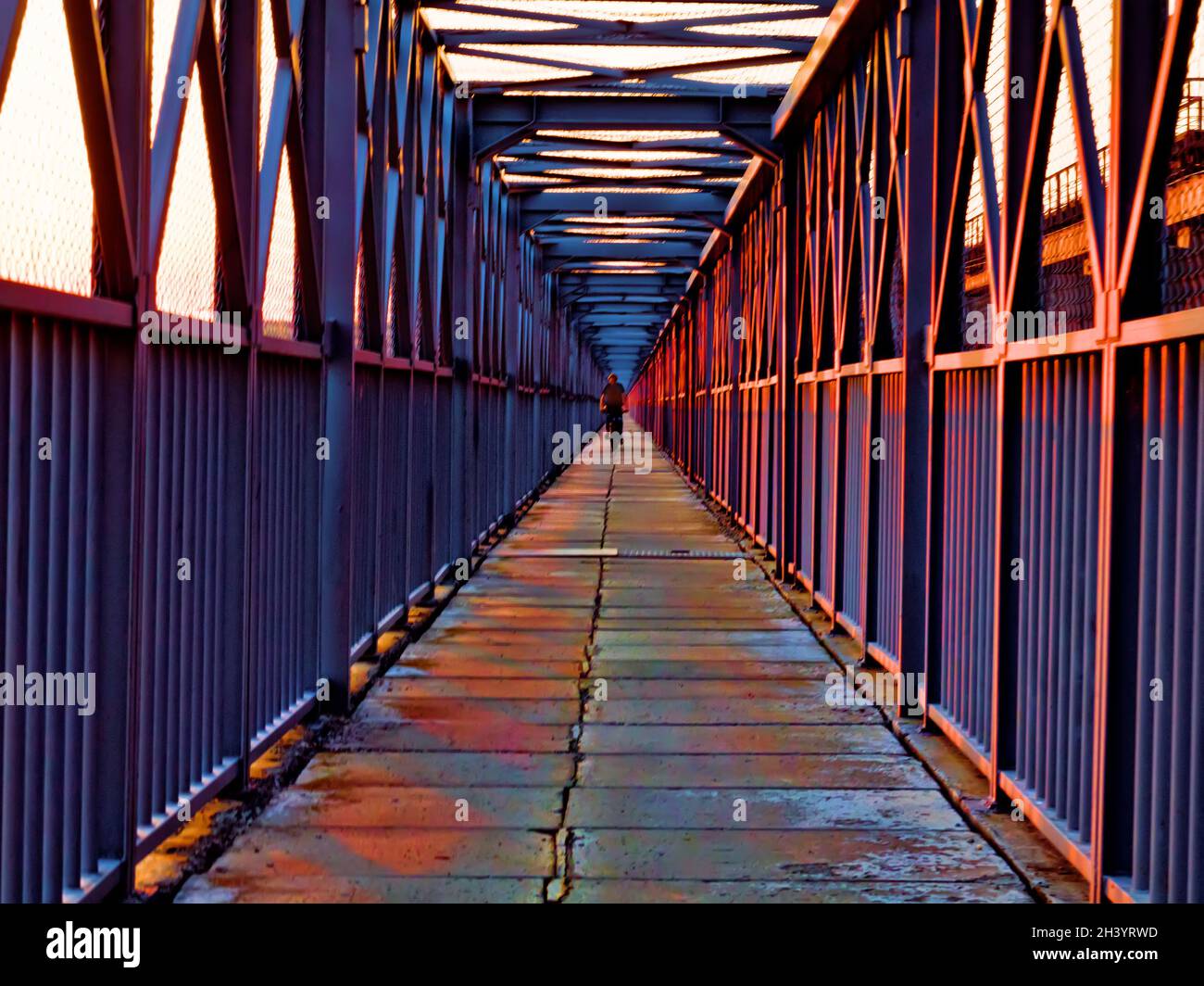 Bridge crossing, pedestrian overpass made Stock Photo - Alamy