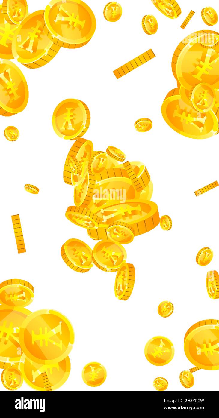 Chinese yuan coins falling. Memorable scattered CNY coins. China money ...