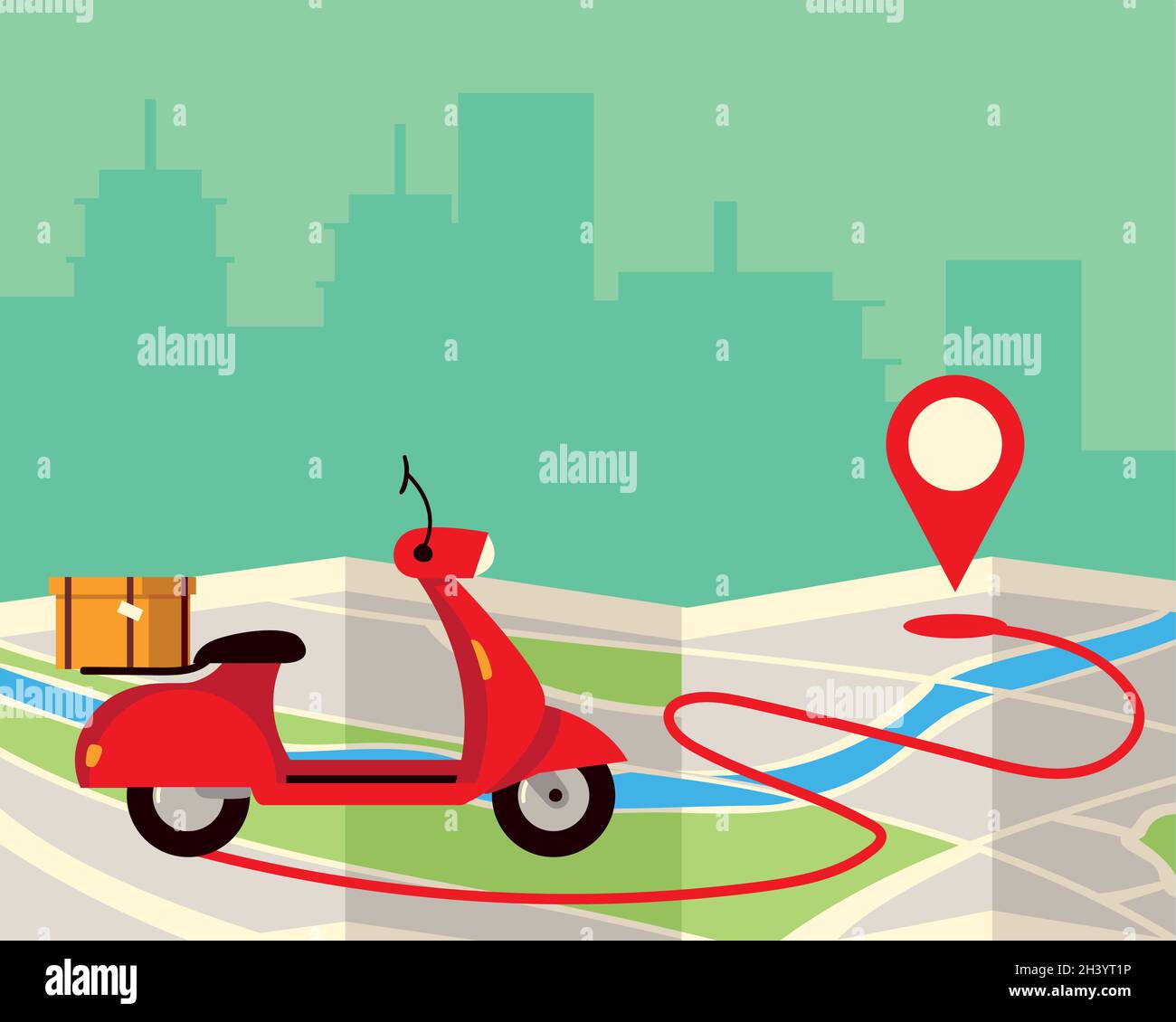 delivery motorcycle on map Stock Vector Image & Art - Alamy