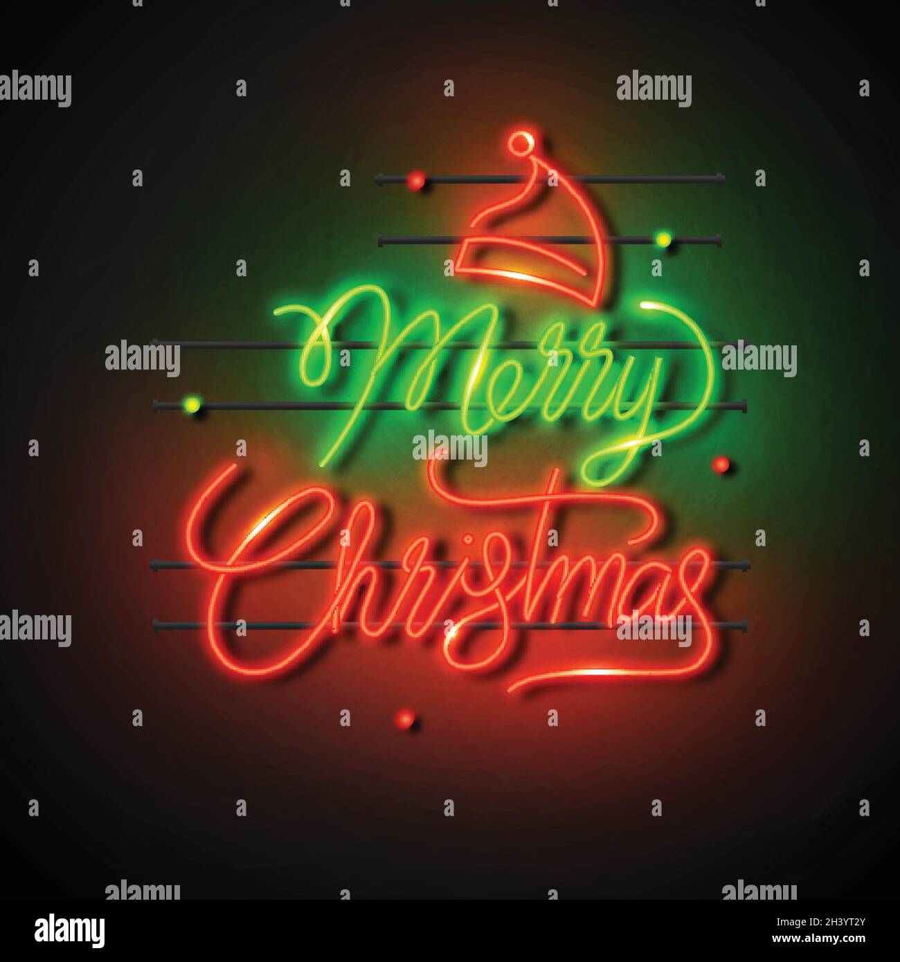 christmas tree concept with neon vector design illustration Stock ...