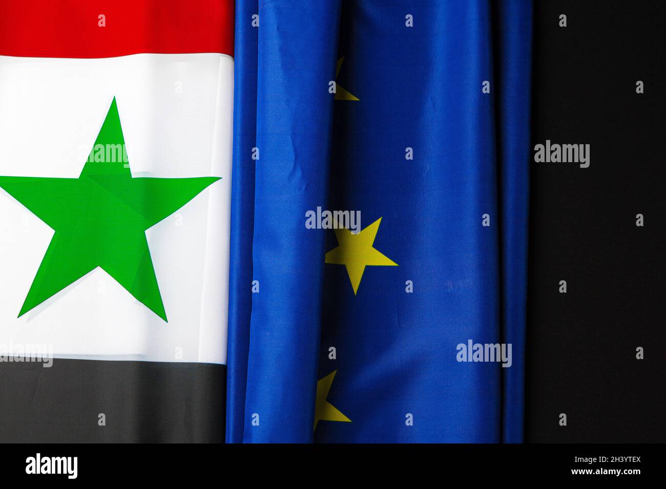 Flags of Syria and European Union together Stock Photo - Alamy