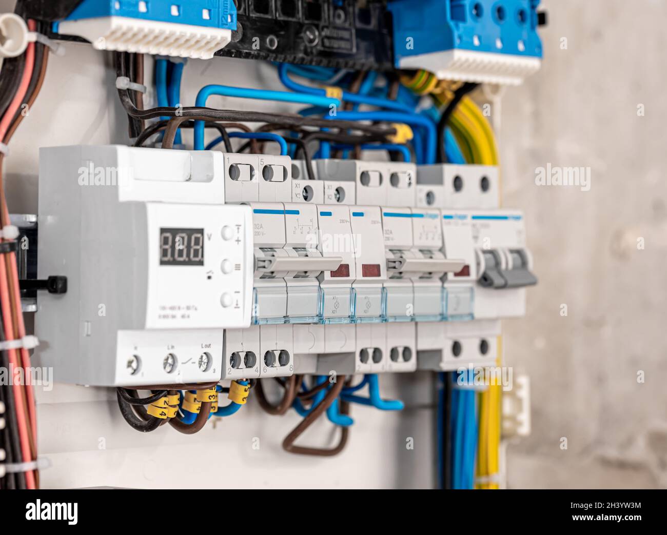 Switchboard with many switches and fiber optic cables Stock Photo - Alamy