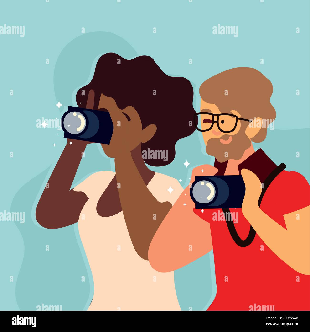 Adult using camera happy Stock Vector Images - Alamy