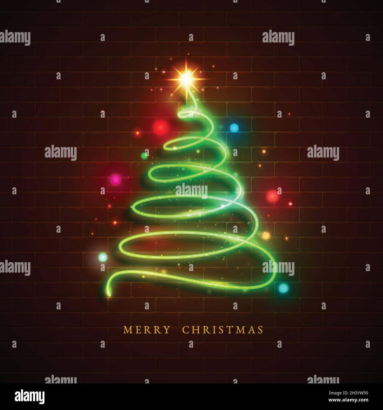 christmas tree concept with neon vector design illustration Stock ...
