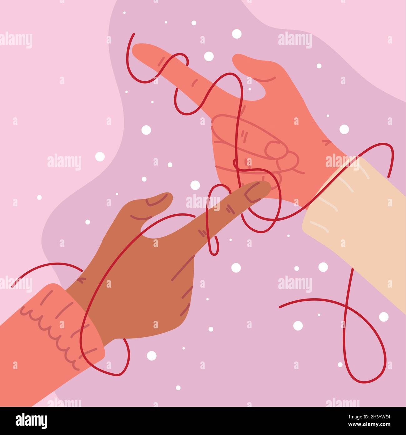 red string of destiny hands Stock Vector Image & Art - Alamy