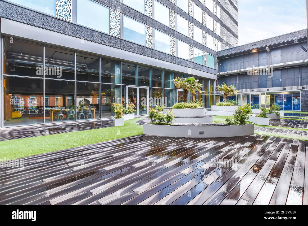 Inner courtyard of the building with gas and fountain Stock Photo - Alamy
