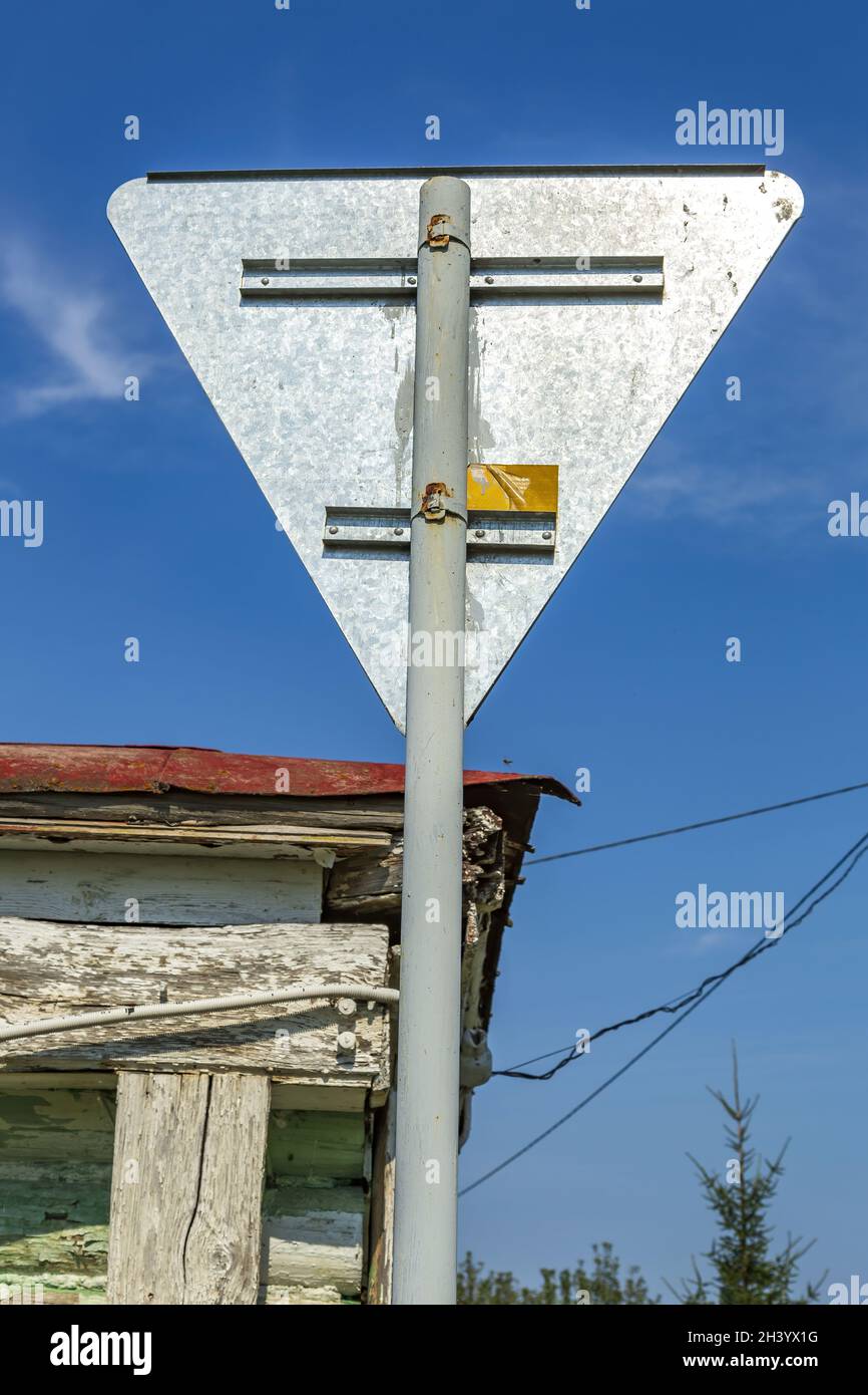 Back side of road sign against the sky Stock Photo - Alamy