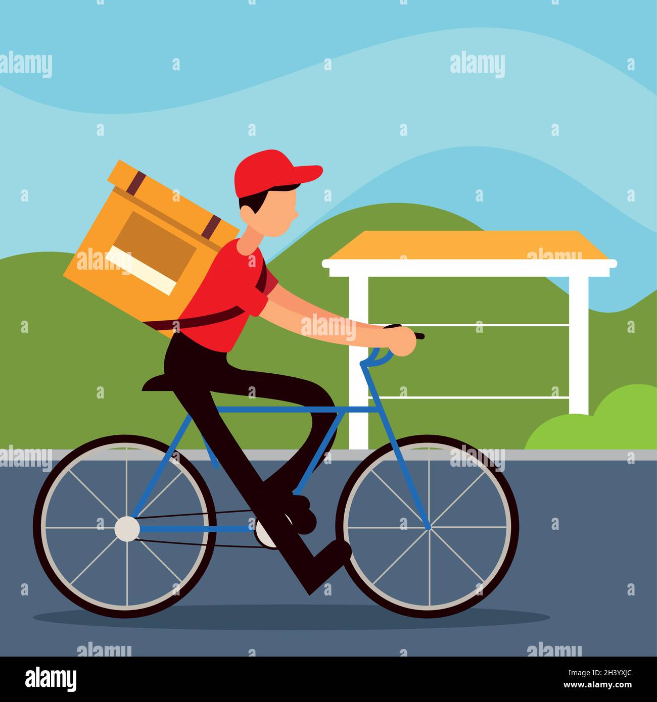 delivery man riding bike Stock Vector Image & Art - Alamy