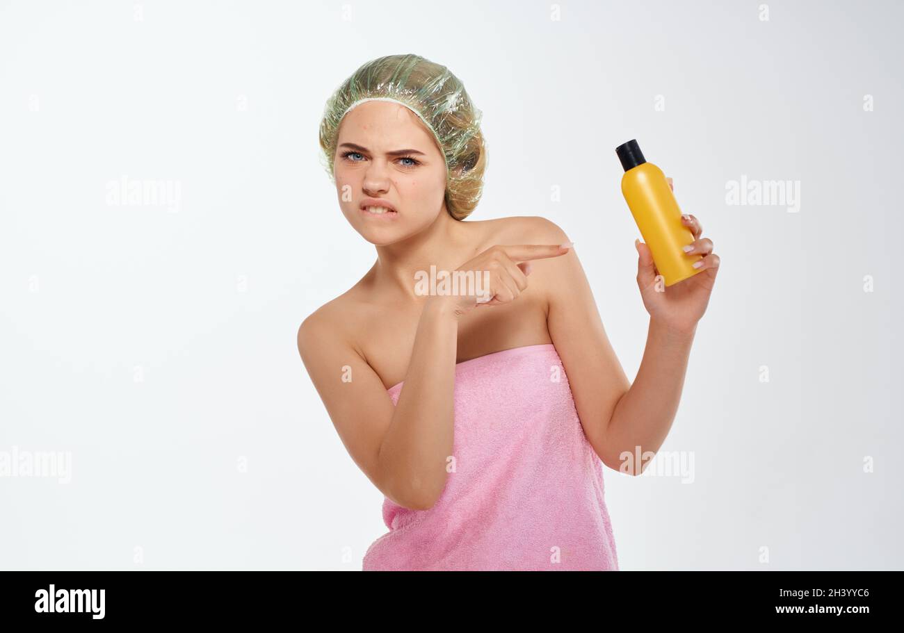 pretty woman lotion in hand facial skin problems dermatology Stock ...