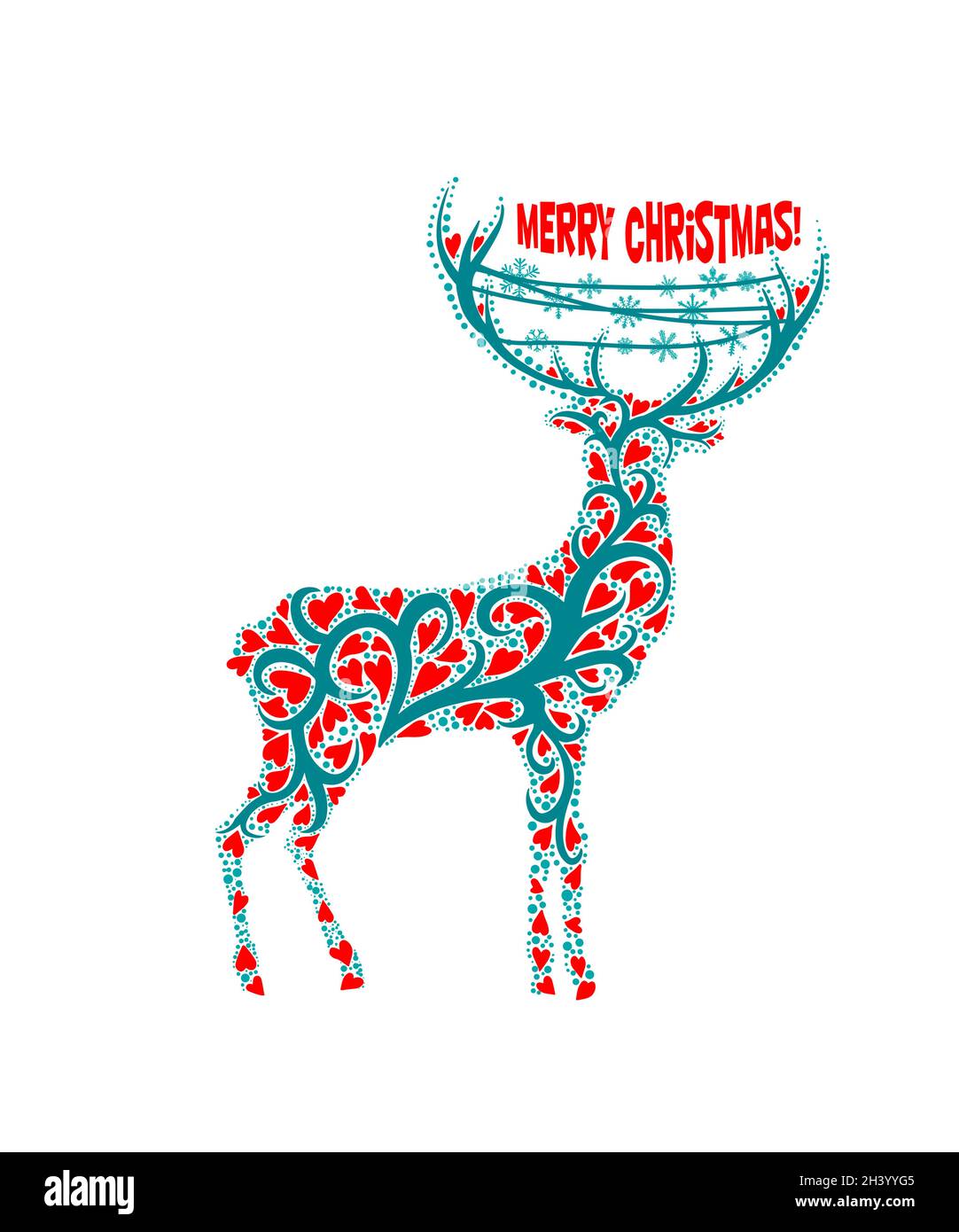Christmas deer from patterns. Vector illustration flat Stock Vector ...